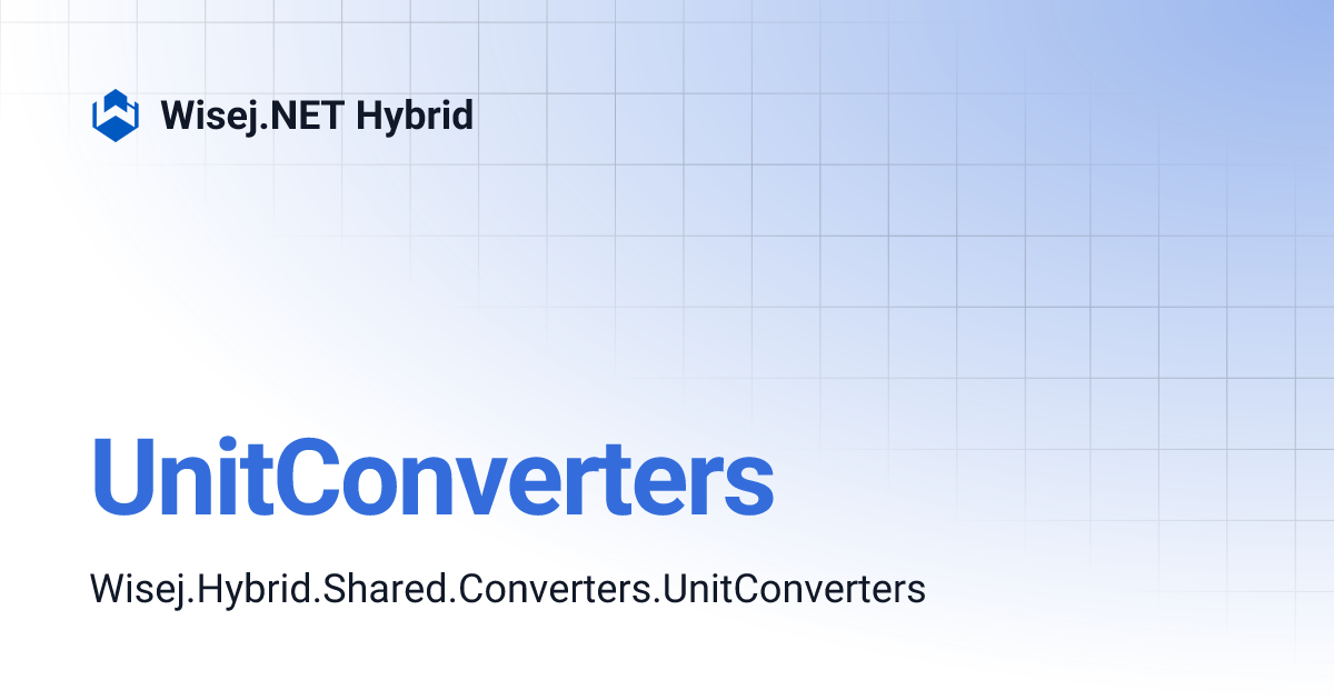 UnitConverters | Wisej.NET Hybrid